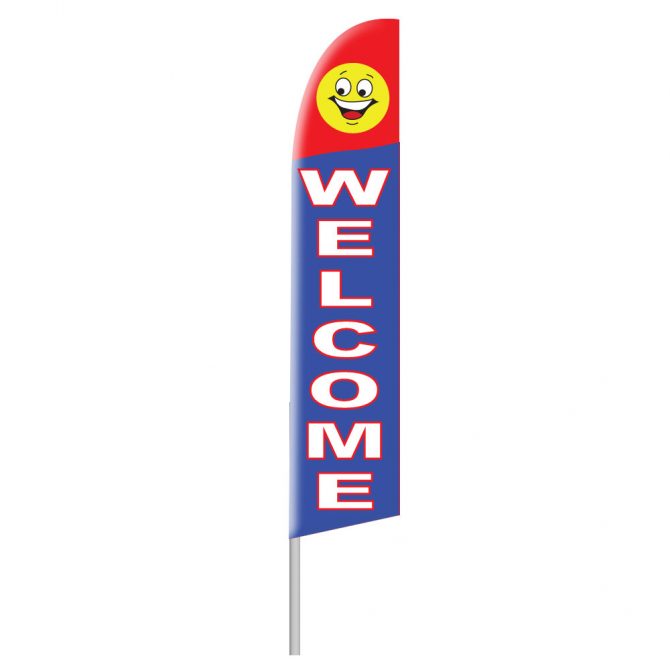 Welcome Tall Flag (Red)